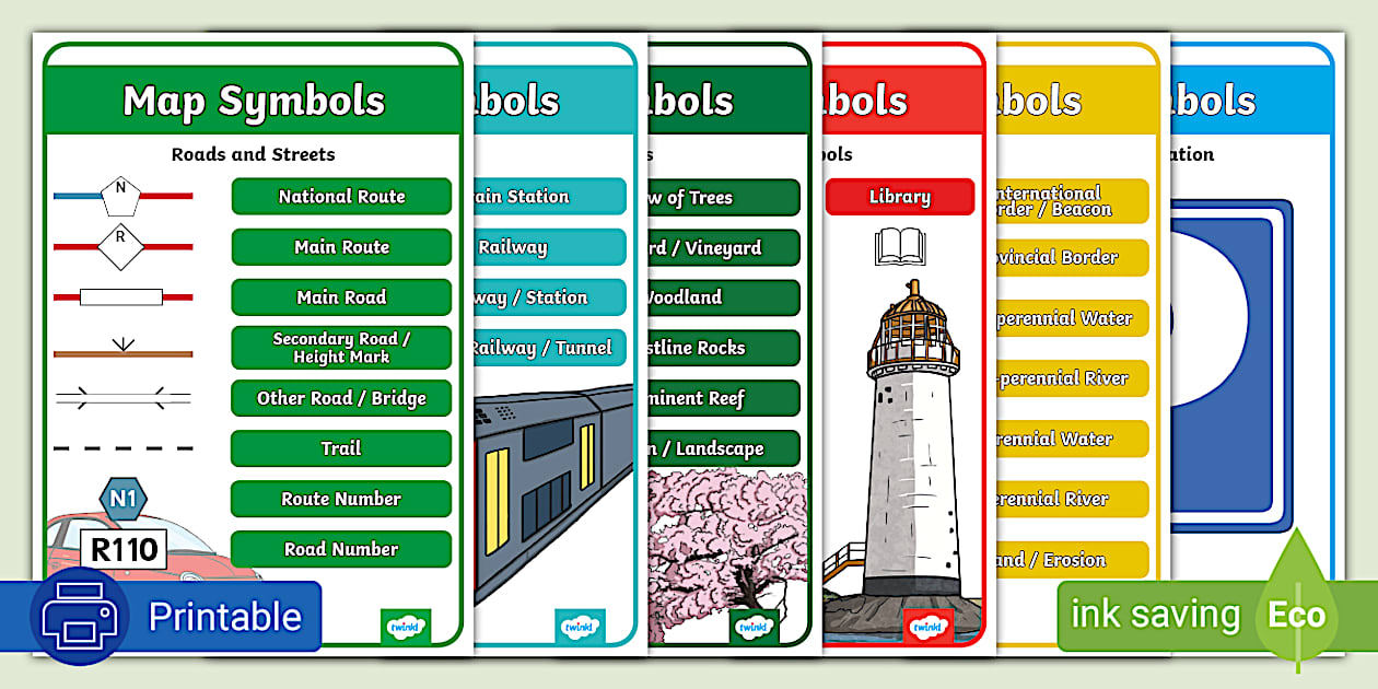 South African Map Symbols Posters