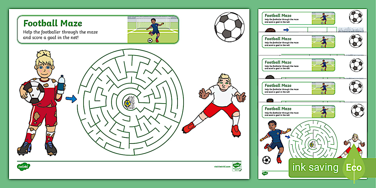 Football Maze Activity Worksheets (teacher made) - Twinkl