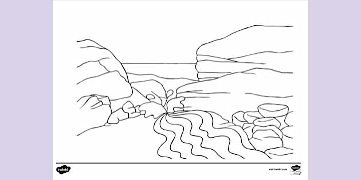 Desert Background with Flowing Water | Colouring Sheet