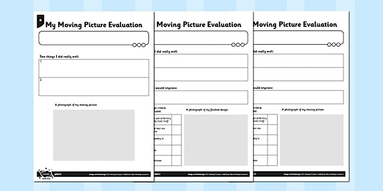 Editable Worksheet My Moving Picture Evaluation - Twinkl