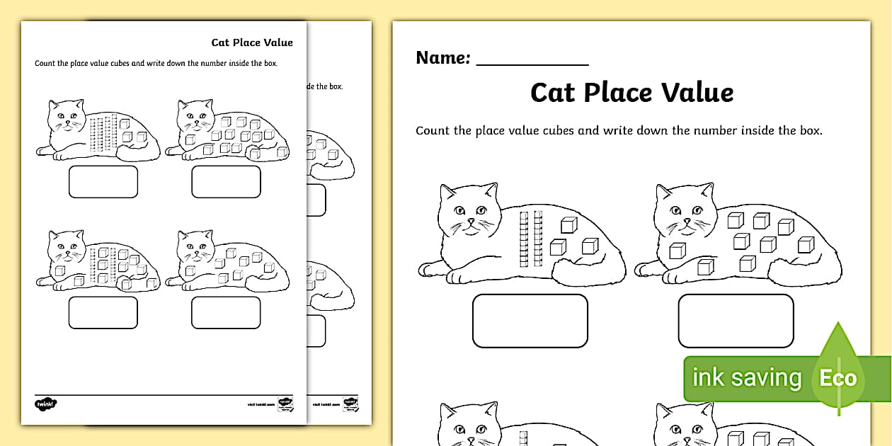Cat Place Value Activity Sheet (teacher made) - Twinkl