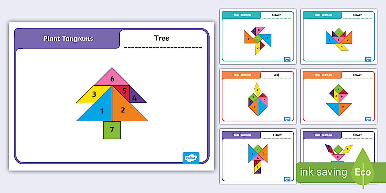 Plants Tangram Instructions (Hecho por educadores) - Twinkl