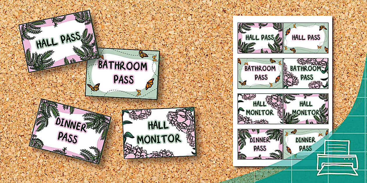 Student Pass Slips | Classroom Organisation | Nature