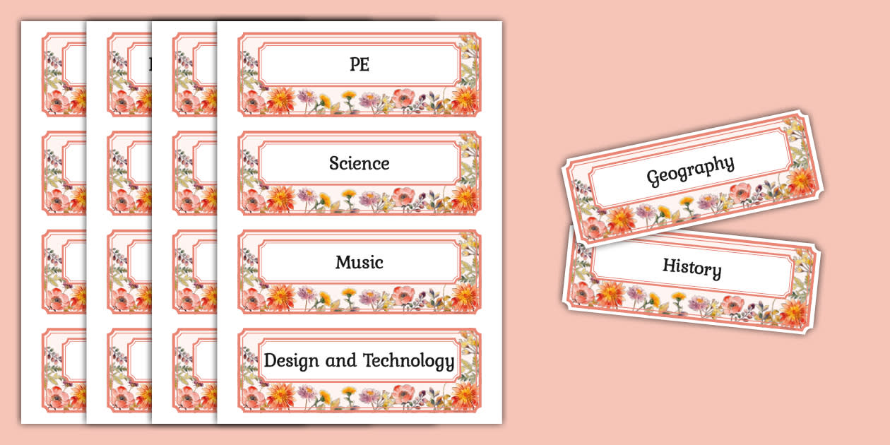 Wildflower Botanical Themed Subject Labels (teacher made)