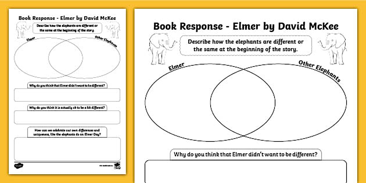 Elmer Reading Response Activity | Understanding Differences