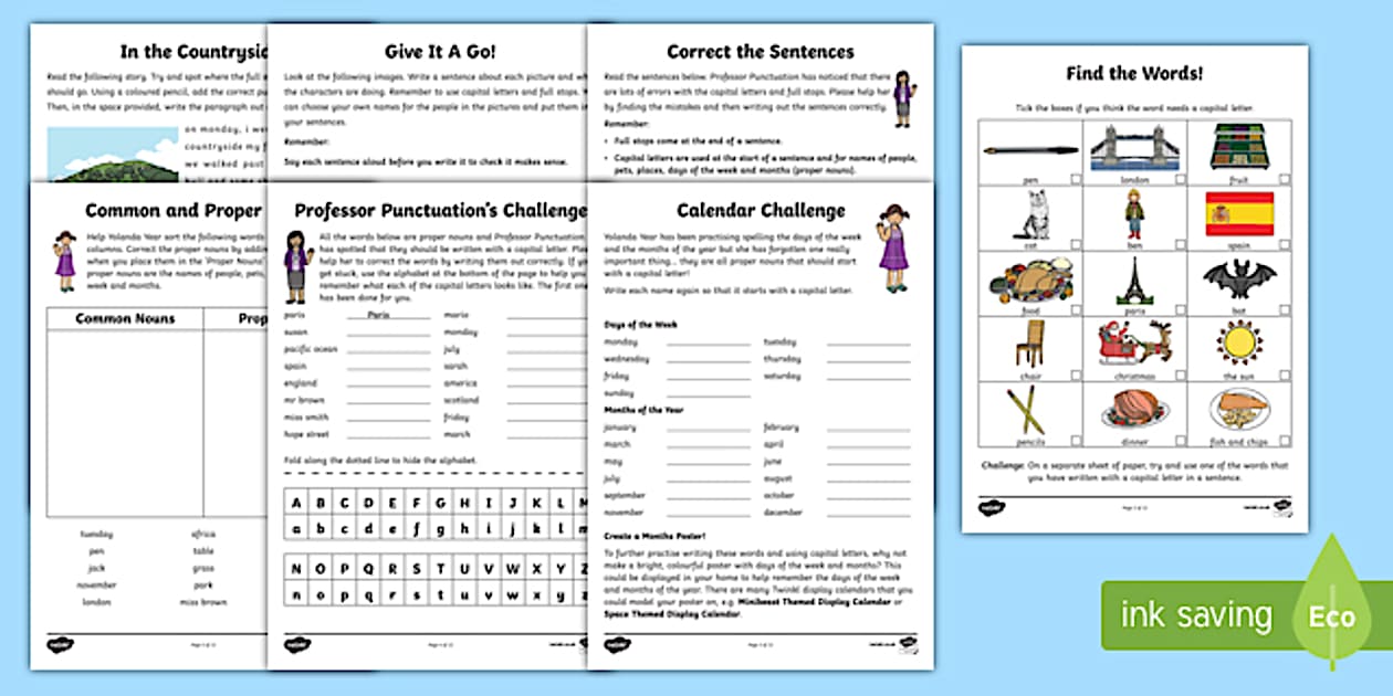 Editable Year 1 Capital Letters and Full Stops Activity Booklet