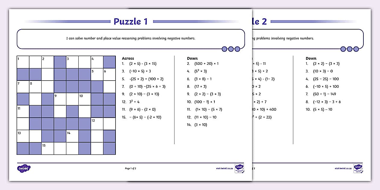 Multiplication & Division of Integers Puzzle (Gr 8)