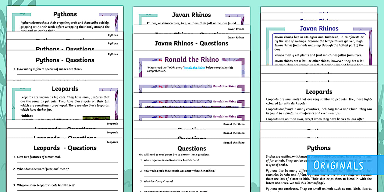 Ronald the Rhino Reading Pack | Differentiated Comprehension