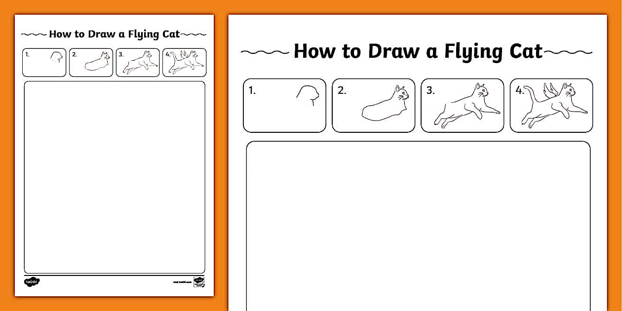 How to Draw a Flying Cat Drawing Activity (teacher made)
