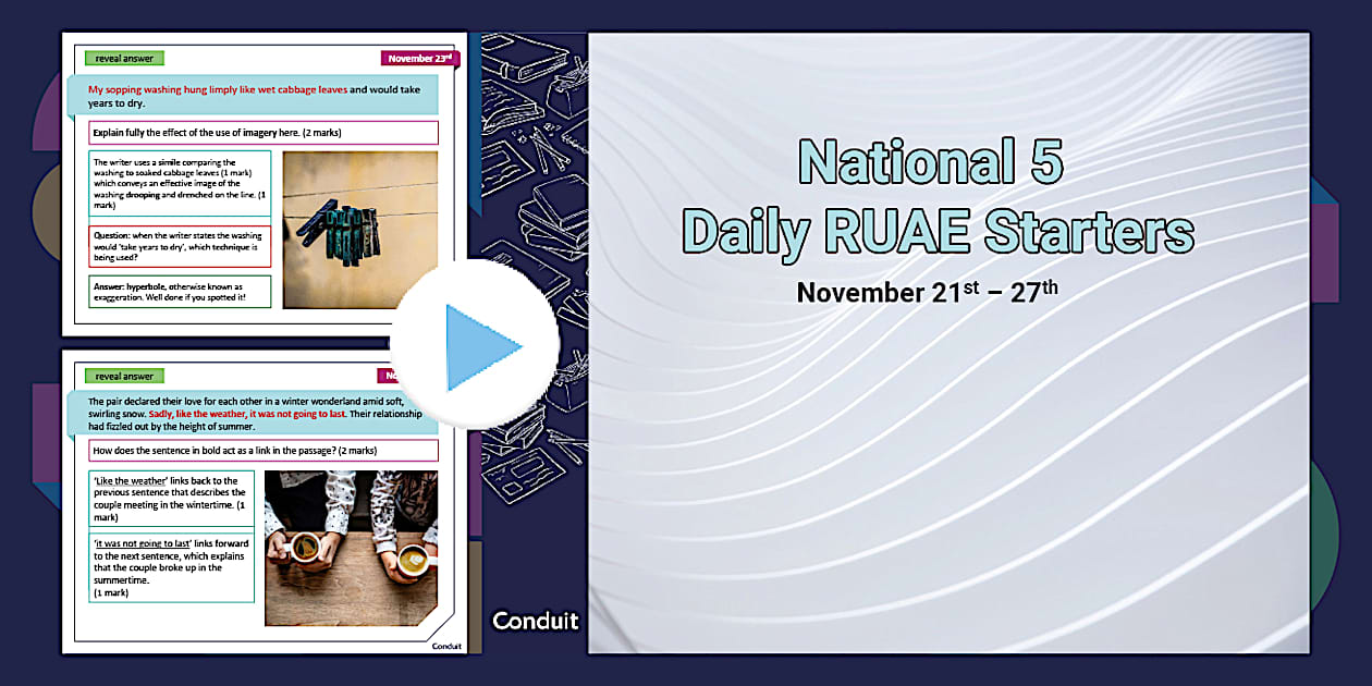 National 5 Daily RUAE Starters November 21st - 27th - Twinkl