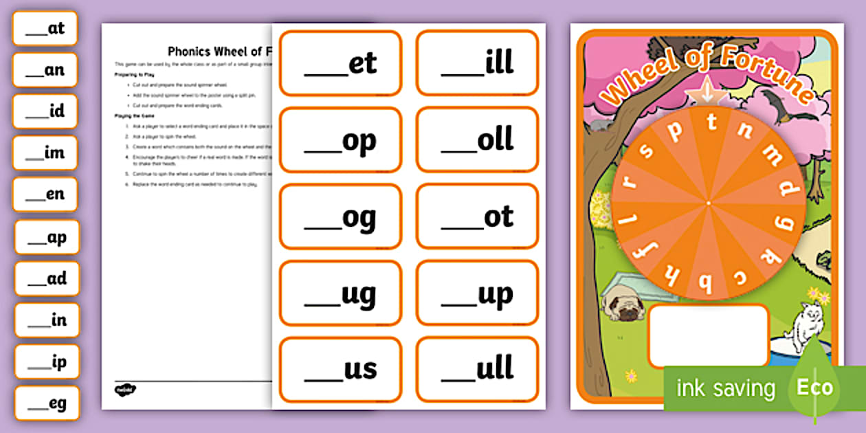 Phase 2 Phonics Wheel of Fortune Spinning Wheel Activity Pack
