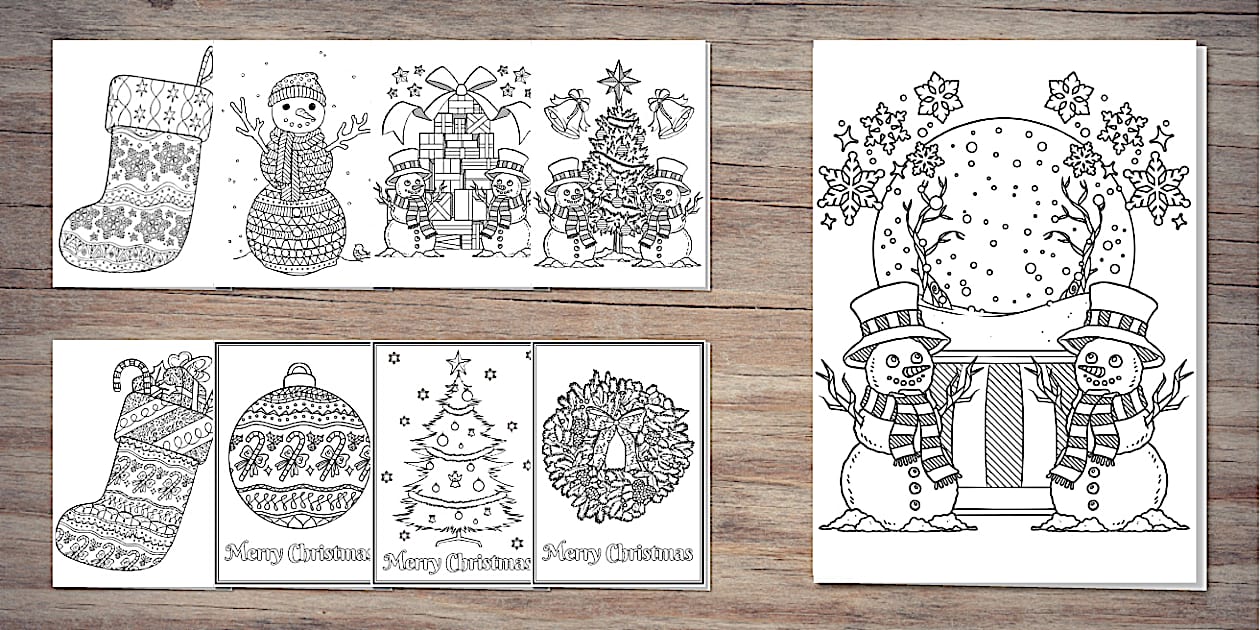 Christmas Mindfulness Colouring Cards | Twinkl Party