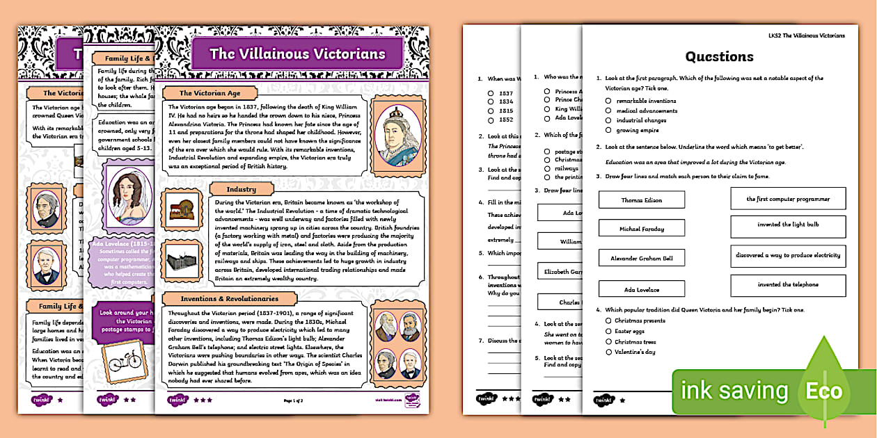 LKS2 The Victorians Differentiated Reading Comprehension