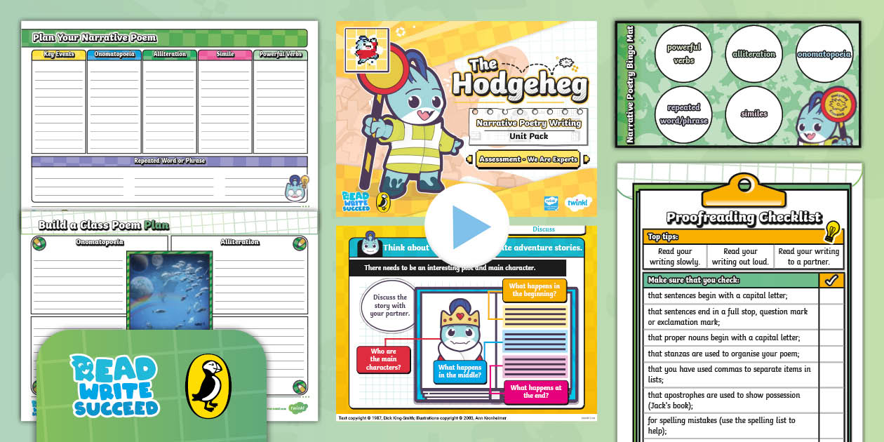 Year 4 The Hodgeheg Narrative Poetry Writing Unit Pack