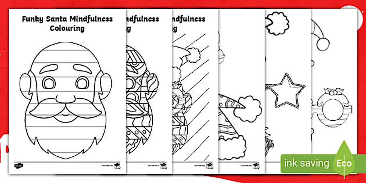 Funky Santa | Christmas Mindfulness Colouring Pages - Twinkl