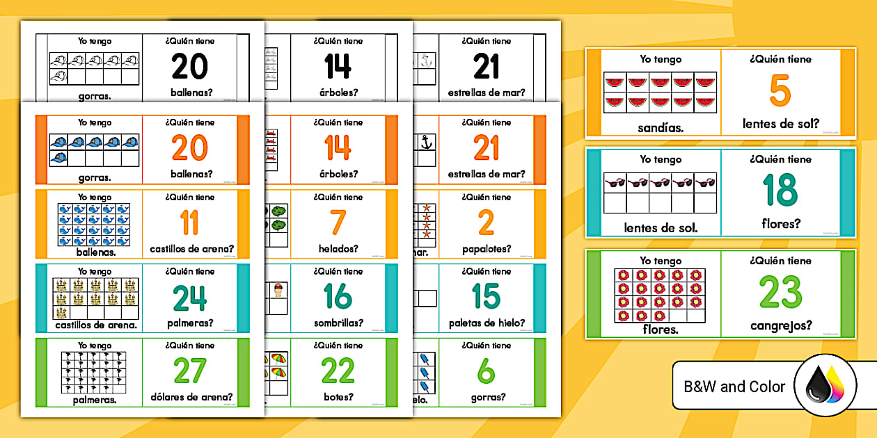 Yo tengo, quién tiene: Juego de números del 1-28 de verano