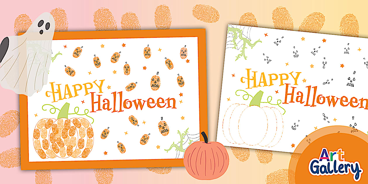 Happy Halloween Fingerprint Poster (teacher made) - Twinkl