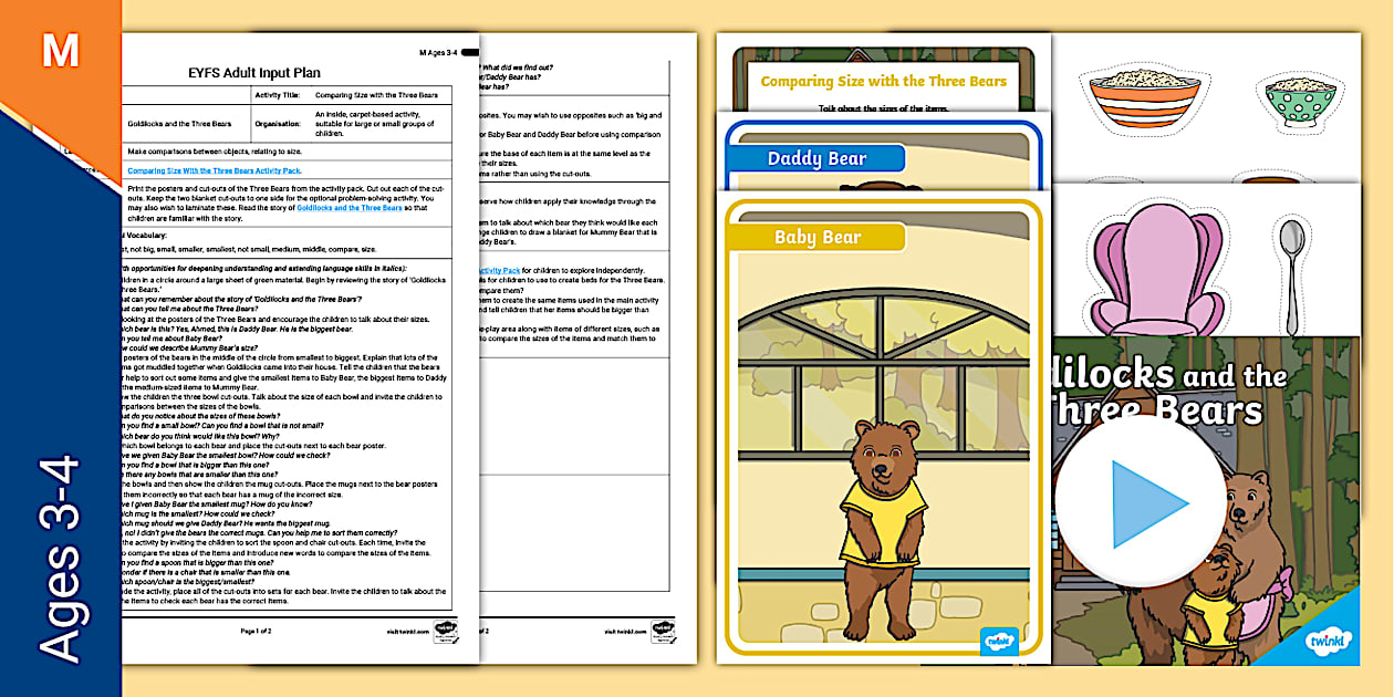 EYFS Comparing Size with the Three Bears Maths Plan | Twinkl