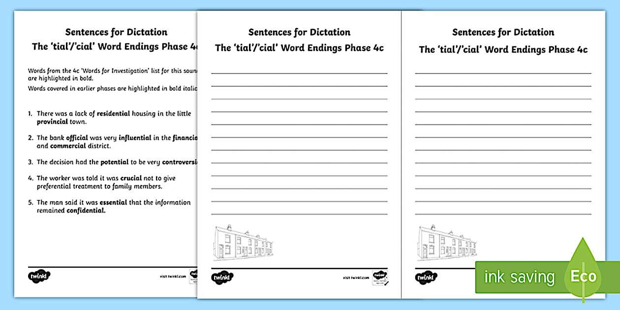Northern Ireland Linguistic Phonics Stage 5 and 6, Phase 4c, 'tial' and ...