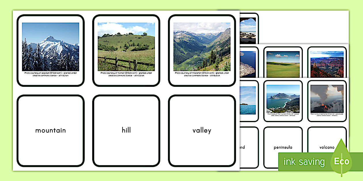 Landforms Words and Pictures Matching Cards (Teacher-Made)