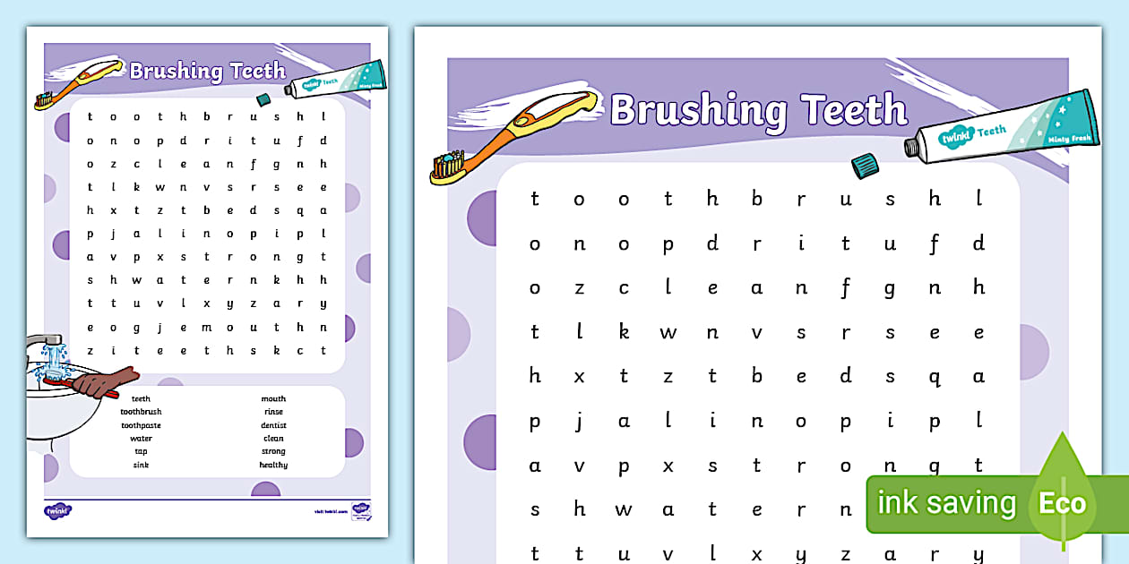 Brushing Teeth Word Search (teacher made) - Twinkl