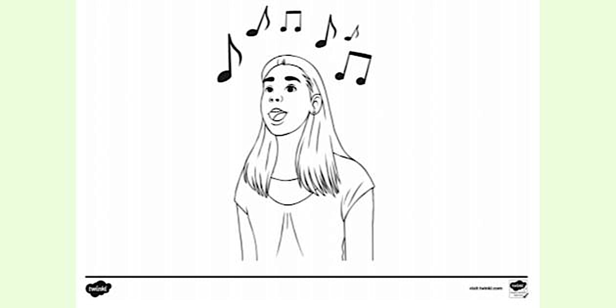 Singing Girl Colouring Page | Colouring Sheets - Twinkl