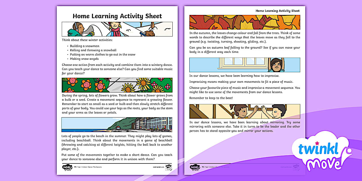 👉 The Seasons Home Learning Tasks - Y1 PE Dance Lesson