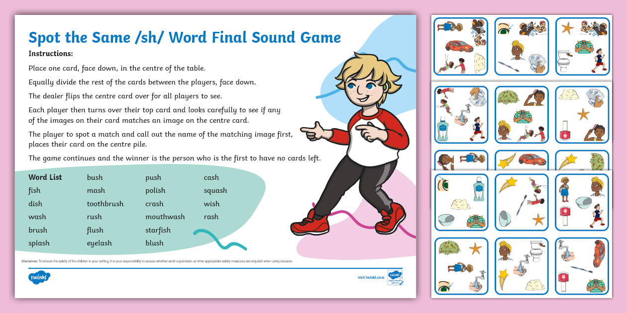 Spot the Same /sh/ Word Final Sound Game (teacher made)