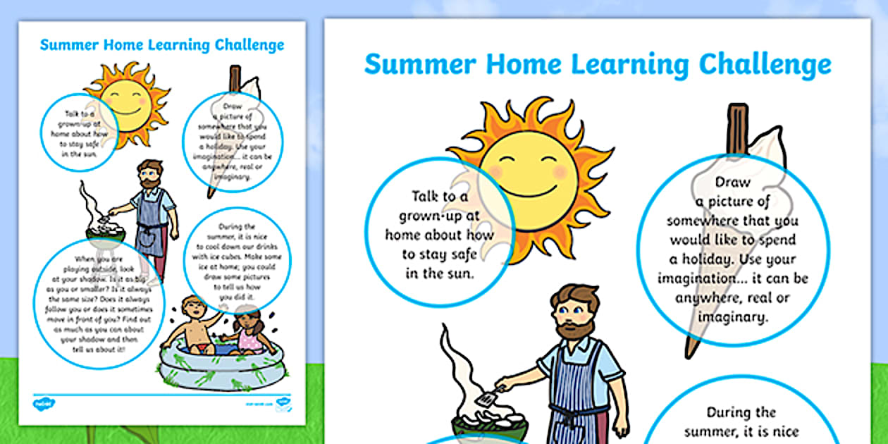 Editable Summer Home Learning Challenges Nursery FS1