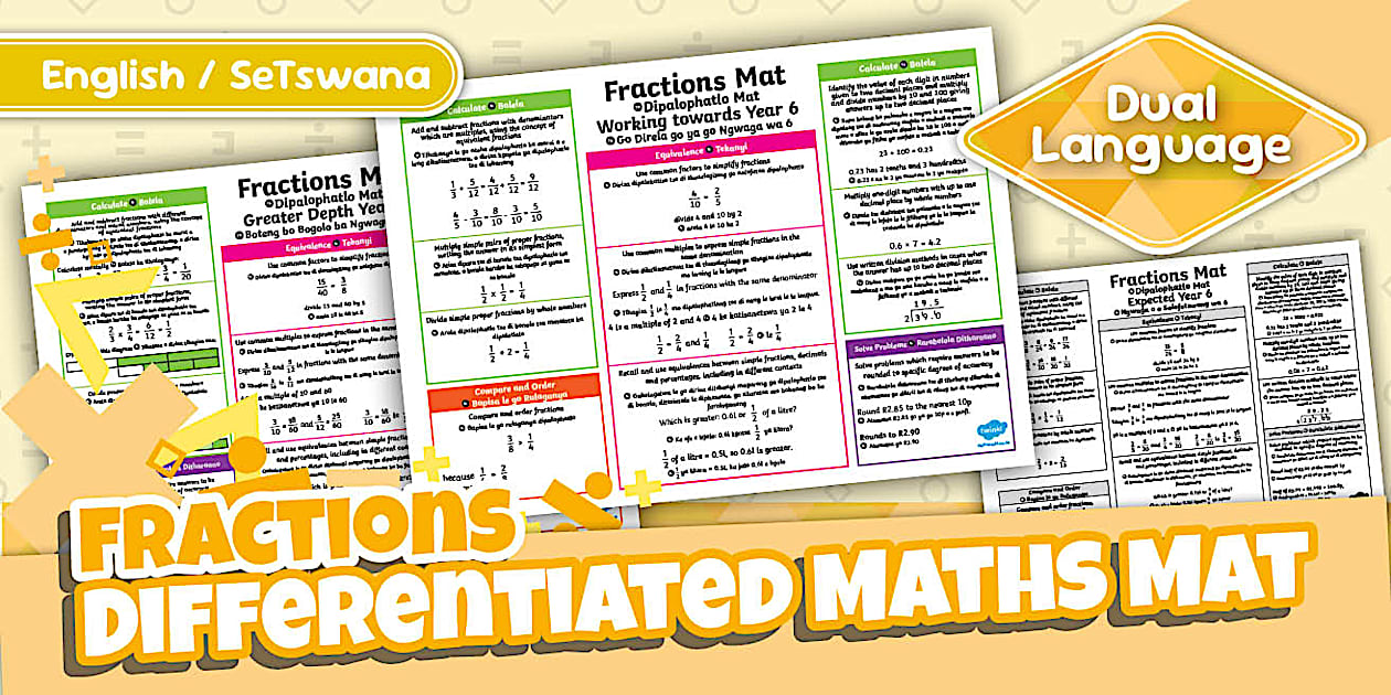 Grade 4 Maths - Term 3 - Year 6 Fractions Differentiated Maths Mat ...