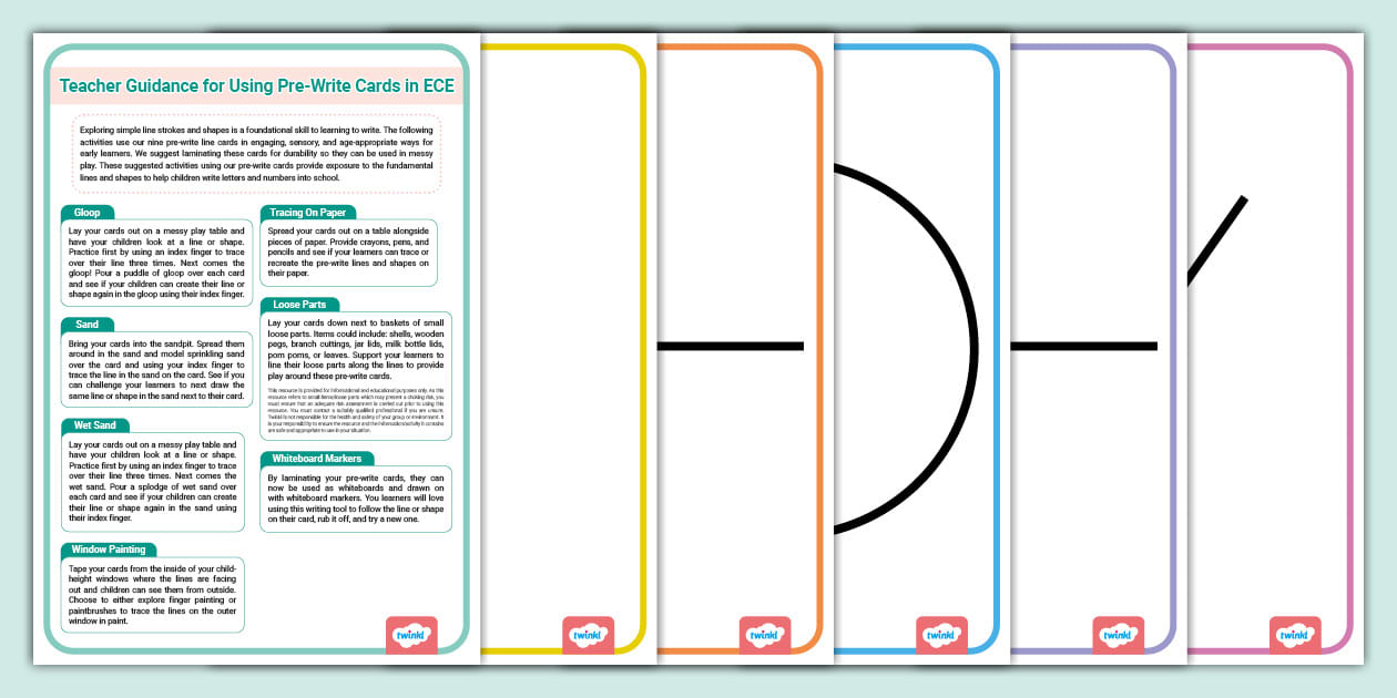 Pre-Write Lines Card Pack and Activity Guide (teacher made)