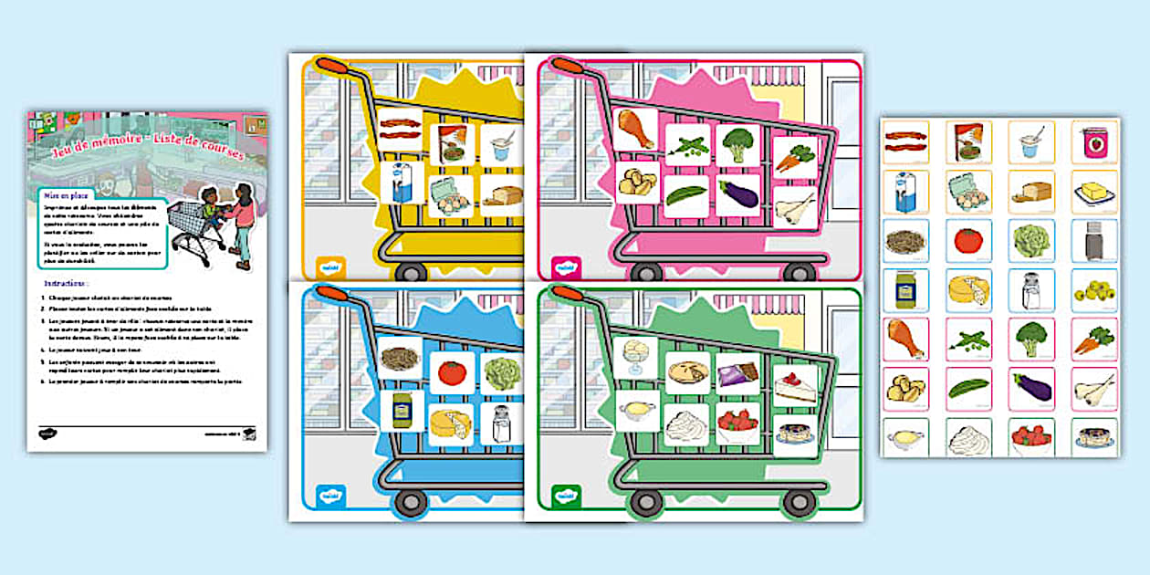 Jeu de mémoire : Liste de courses (teacher made) - Twinkl