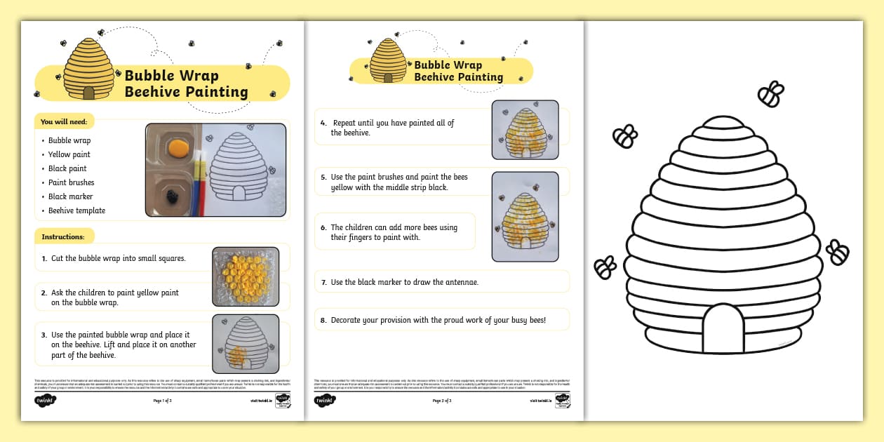 Bubble Wrap Beehive Painting (teacher made) - Twinkl
