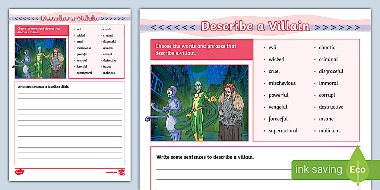 Describe a Villain Writing Activity