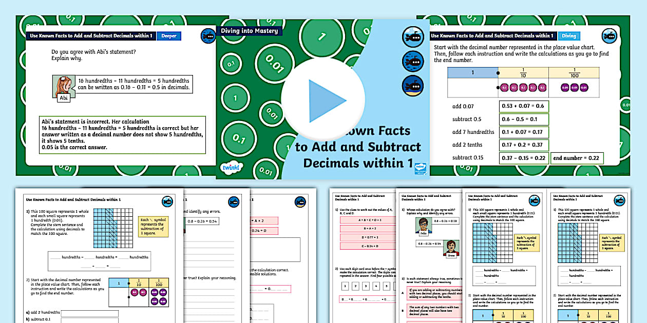 👉 Y5 DiM: Step 1 Use Facts to Add & Subtract Decimals within 1