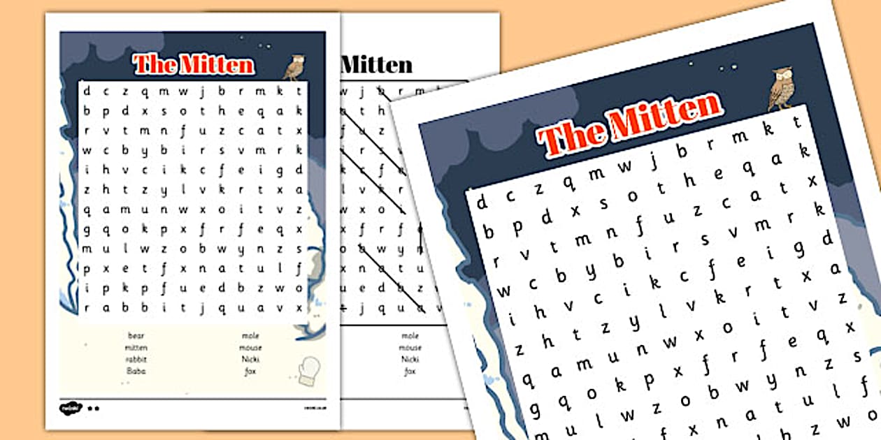 The Mitten Wordsearch (teacher made) - Twinkl