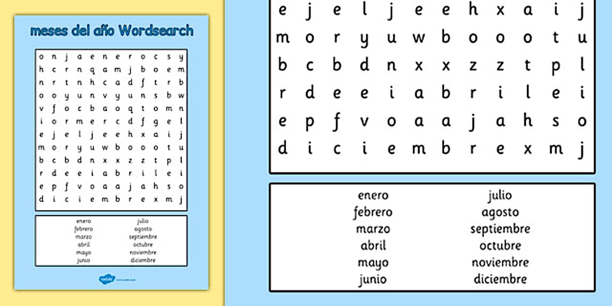Months of the Year in Spanish | Word Search Task | Twinkl