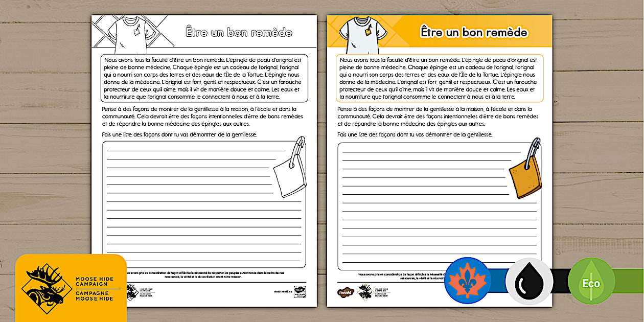 Moose Hide Campaign Good Medicine Writing Activity French