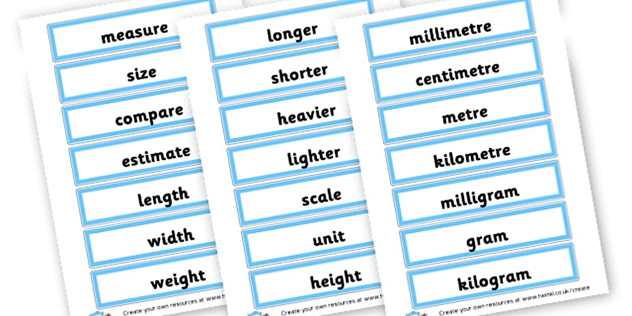 Measuring Key Vocab Cards - Measurement (teacher made)