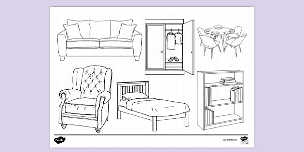 House Furniture Colouring Page - Primary School - Twinkl