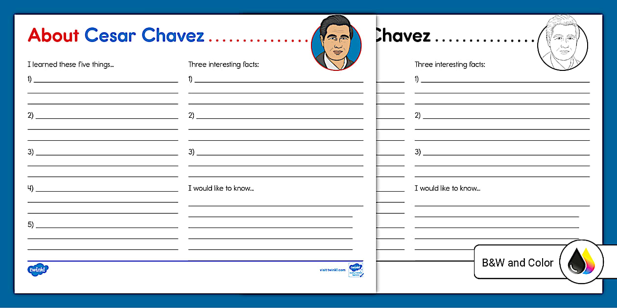 César Chávez Write Up Worksheet – Twinkl USA Resources