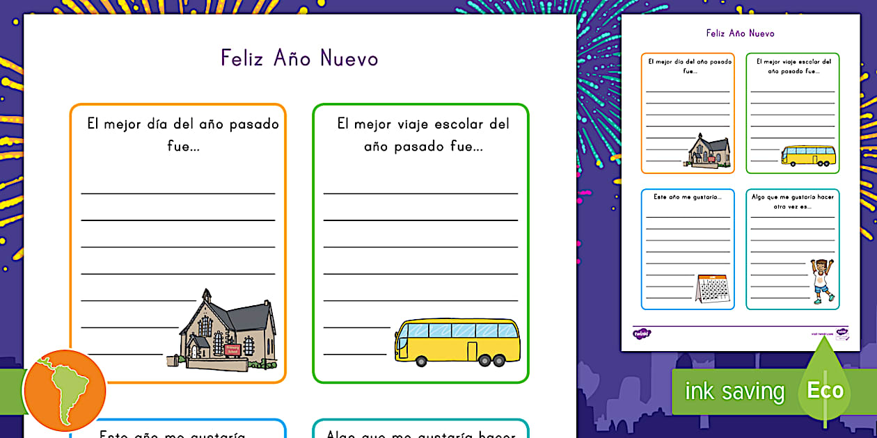 Ficha de actividad: Año Nuevo (teacher made) - Twinkl