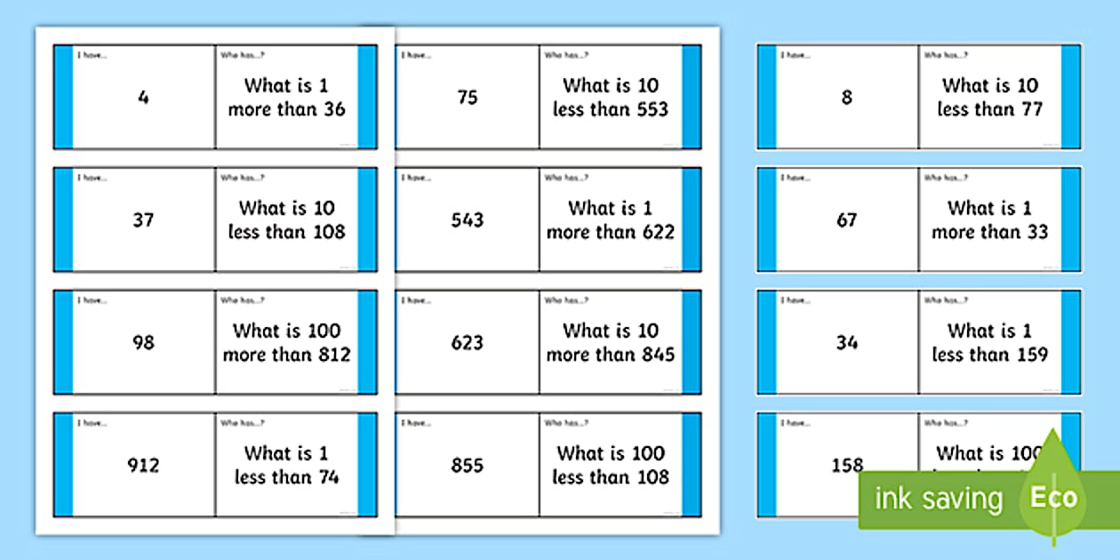 Editable KS2 Finding More or Less 1, 10, 100 Loop Cards