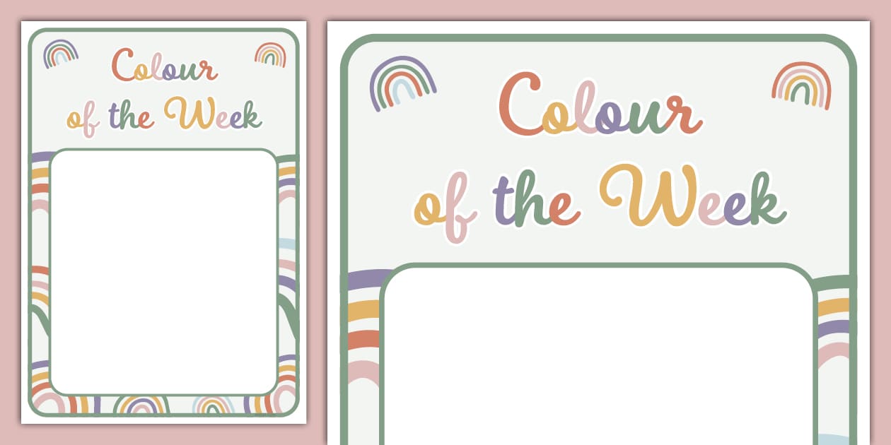 Muted Rainbow Themed Colour of the Week Display Poster