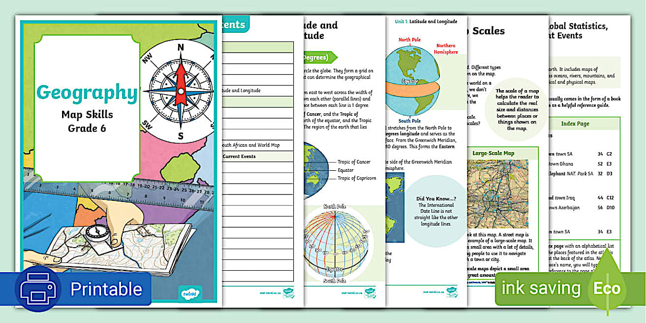 Grade 6 Map Skills Worksheets - Twinkl South Africa - Twinkl