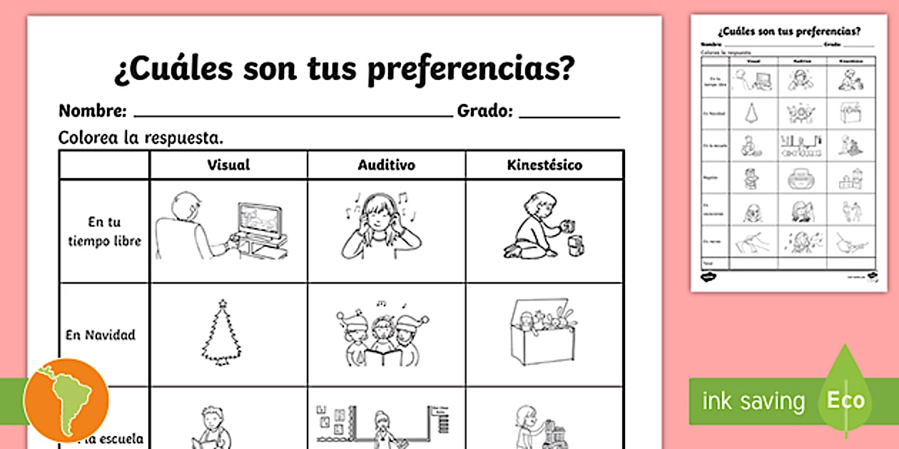 Ficha de actividad: ¿Cuáles son tus preferencias? - Twinkl