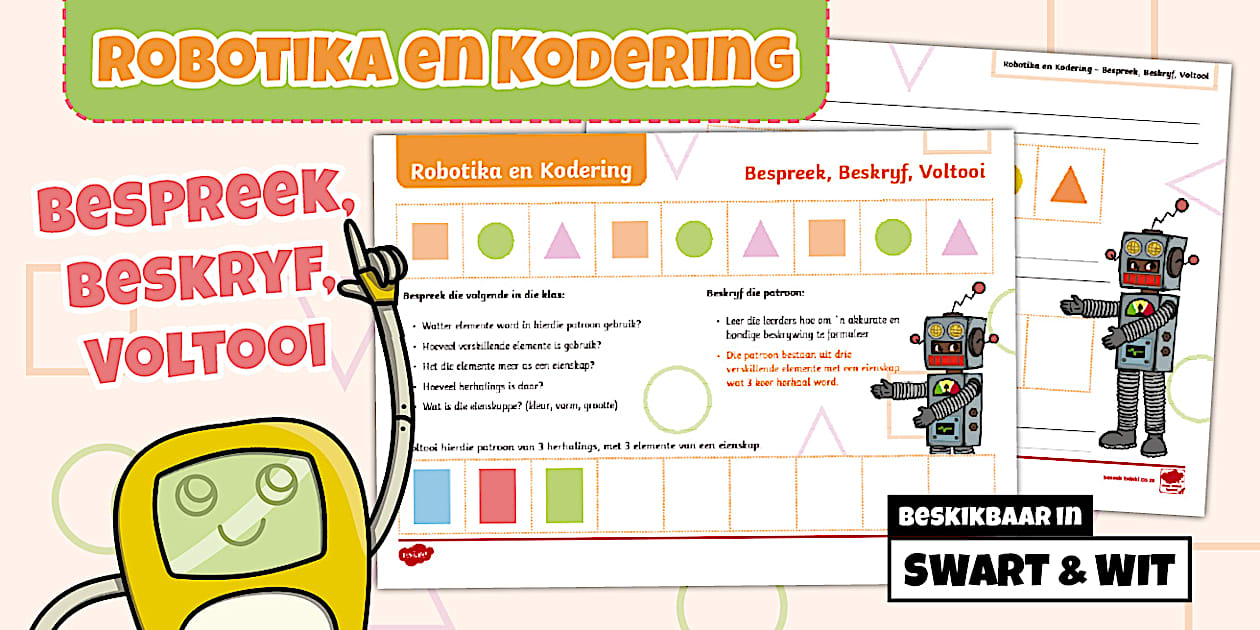 Graad R Robotika en Kodering Patroonherkenning Twinkl ZA