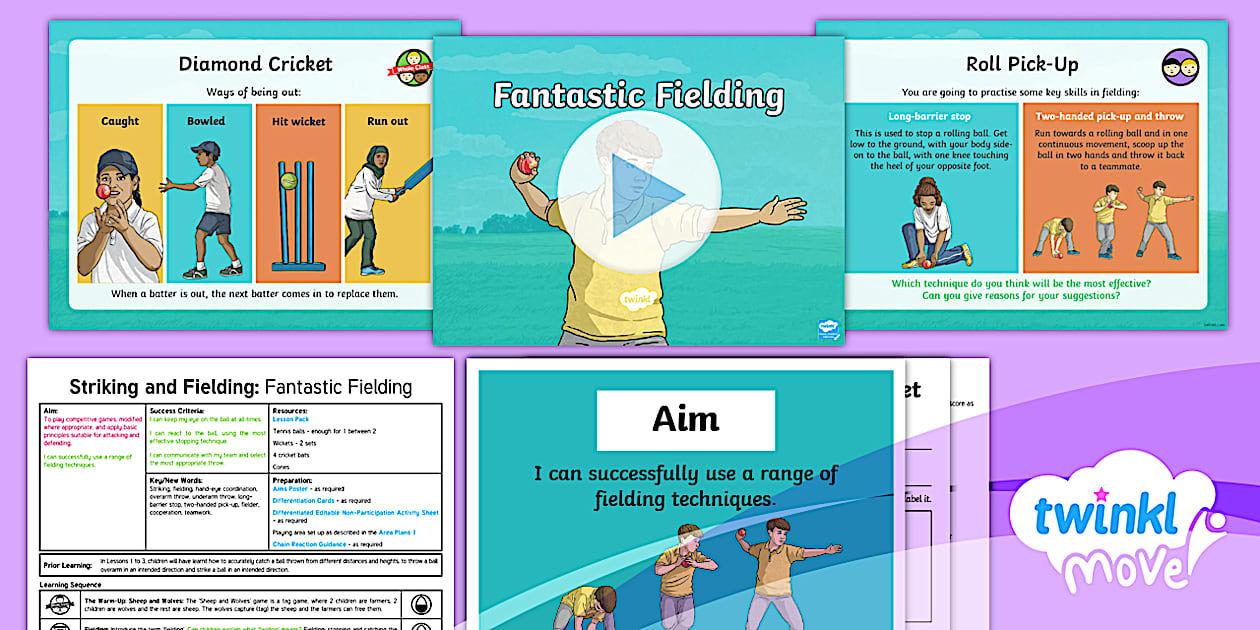 Fielding in Cricket & Rounders - Year 3 PE Striking & Fielding Lesson