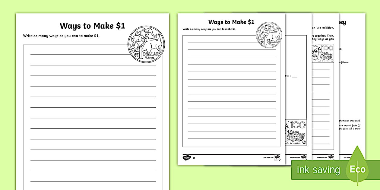 100 Ways to Make Money Differentiated Worksheet / Worksheets