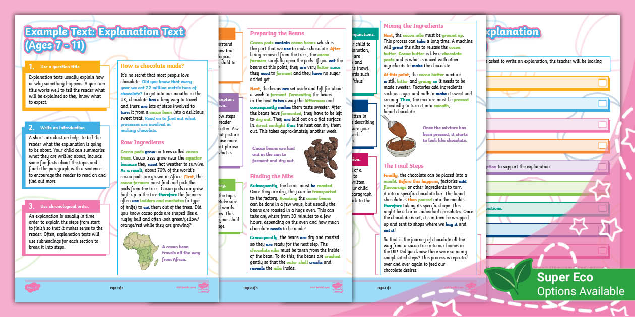 Example Text: Explanation (Ages 7 - 11) (teacher made)